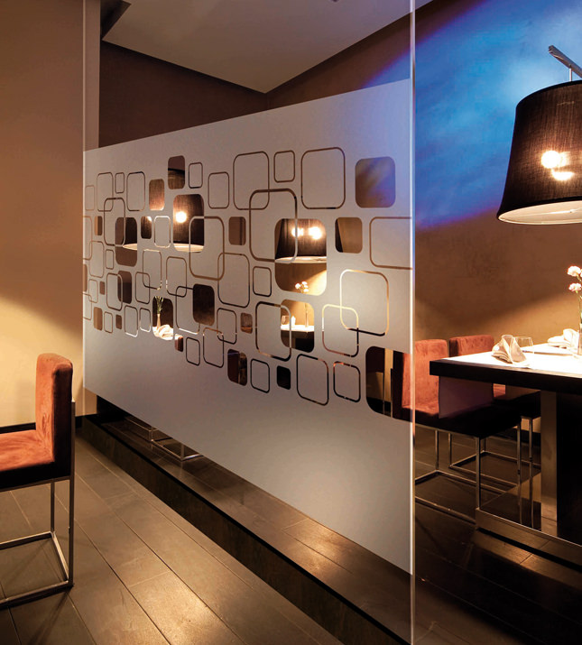 Decorative film rounded squares | modern privacy screen